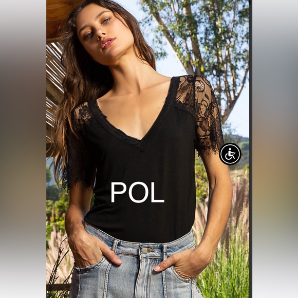 POL | Tops | Bp9pol Perfectionblack Lace Sleeve Vneckperfect Day2date Outfit Elevation | Poshmark
